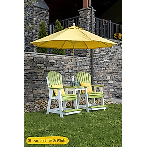 LuxCraft Plastic Poly Adirondack Balcony Chair with Built-in Footrest, Counter Height Outdoor Patio Dining Chair (Weatherwood & Chestnut Brown)