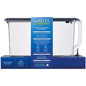 Brita XL Water Filter Dispenser for Tap and Drinking Water with 1 Stream Filter, Lasts 2 Months, 25 Cup Capacity, BPA Free, Dark Blue