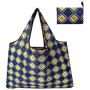 Aschar 4 Packs Reusable Grocery Bag Large Washable Fold Nylon Shopping Tote Bag (Mix)