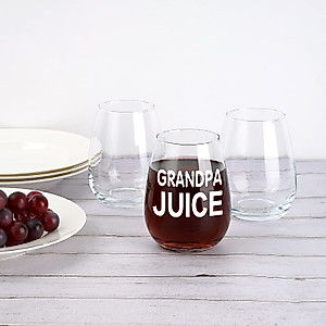 Grandpa Gifts Wine Glass, Grandpa Juice Stemless Wine Glass, Father’s Day Gift from daughter for Grandpa New Grandpa Dad, Unique Birthday Gift Idea for Men Husband Him,15 Oz