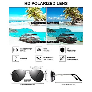 Pro Acme Aviator Sunglasses for Men Women Polarized Metal Spring Legs Sun Glasses UV 400 Protection 62MM(Black + Brown)