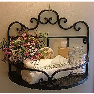 1 tier Bathroom Iron Black Wall Mounted Shelf Iron Rustic Wall Shelf Organize