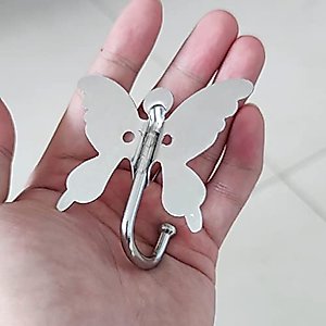 AOLZUNK 5 Set Butterfly Shape Single Hook, Clothes Hooks, Cap Hooks, Key Hooks, Hanger Hooks for Robe Towel Coat Hooks in Bathroom Kitchen Sticky Hooks