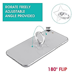 TIESOME Finger Kickstand Cell Phone Ring Holder, 3 Pcs Finger Ring Grip Stands 360° Rotation 180° Phone Ring Stand with Diamond Compatabile with Smartphones (Five-Pointed Star)