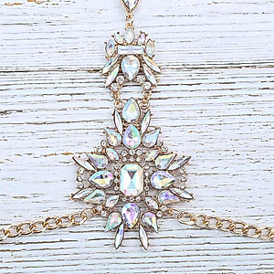 Zoestar Gorgeous Crystal Body Chains Sexy Bikini Necklace Waist Chain Jewelry for Women (Colorful)