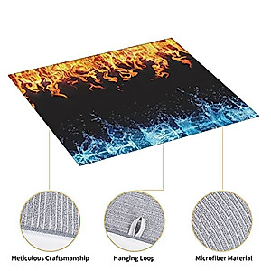 Ice Fire Printed Drying Mat For Kitchen Ultra Absorbent Microfiber Dishes Drainer Mats Non-Slip Silicone Quick Dry Pad - 18 X 16inch