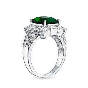 Bling Jewelry Simulated Emerald CZ Engagement Ring Rhodium Plated,Size:6