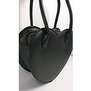 GK-O Fashion Women Heart Shaped Bag Lolita Handbag Clutch Purse Wallet PU Handbag (Black)