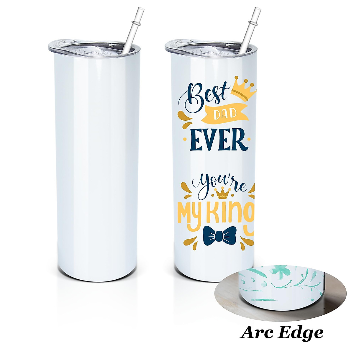 Icesip 50 Pack Sublimation Tumblers Blank 20 oz Straight Skinny Tumbler with Straw, Individually Boxed Sublimation Tumbler Cups Wholesale Blank White for Heat Transfer