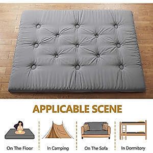 ROKOK Futon Mattress Japanese Floor Mattress Twin XL Size, Floor Bed Springy & Thick 4 '' Foam Roll Up Portable & Foldable Tatami Mat for Sofa Lounger Couch Guest Dormitory, Yoga Sleep Nap Meditation