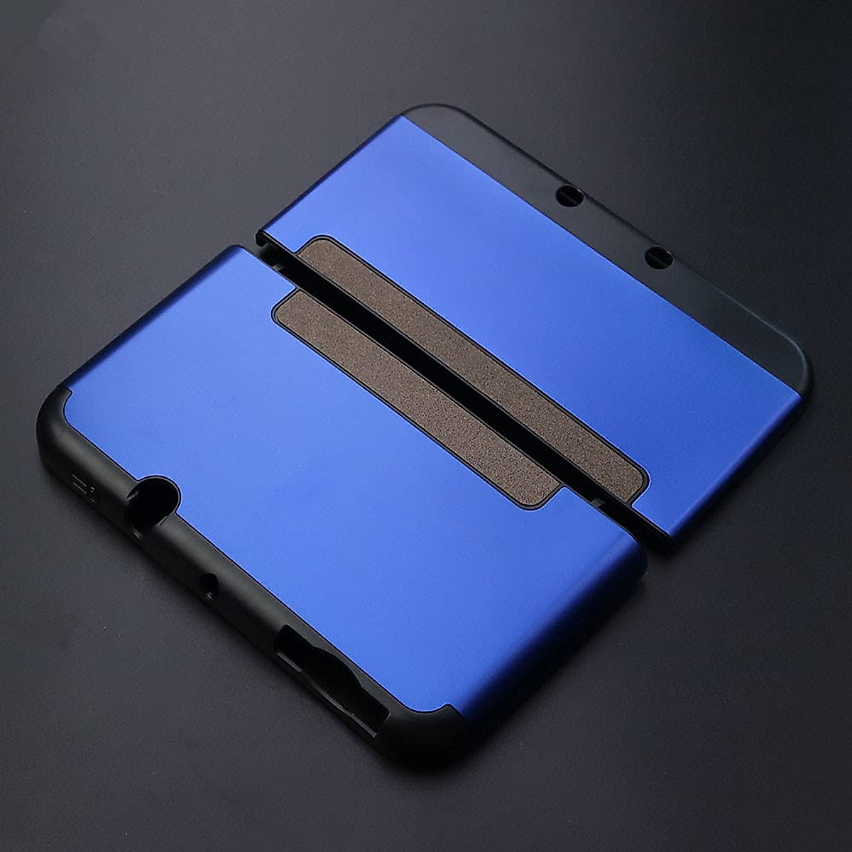 Aluminium Alloy Protective Case Front Back Faceplate Plates Top & Bottom Battery Housing Shell Case Cover Shockproof Hard Shell Skin for New 3DS XL LL Console 2015 - Blue