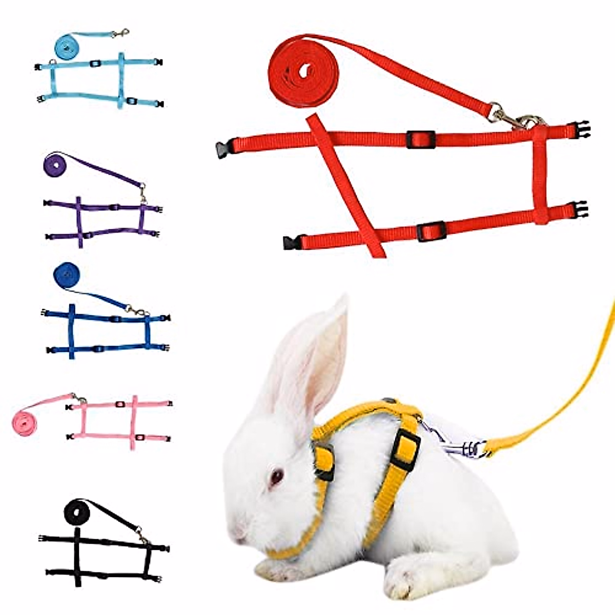 Rabbit Leash, Soft Harness Belt, All Body Adjustable Bunny Leads, Rabbit Harness Leash, Small Pet Traction Leads for Running(Pink)