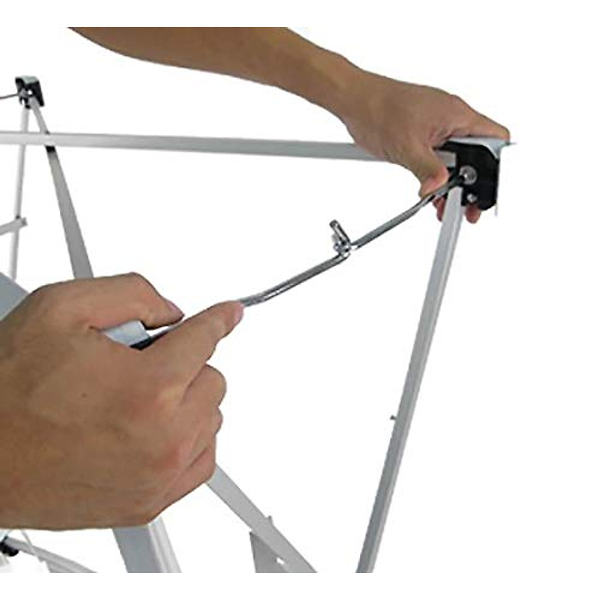 BannerBuzz Fabric Pop Up Counter Display, Portable Tradeshow Promotional Retail Display Booth, Pop Up Aluminum Frame with Wooden Top, 5.25' X 2.75' (Hardware Only)