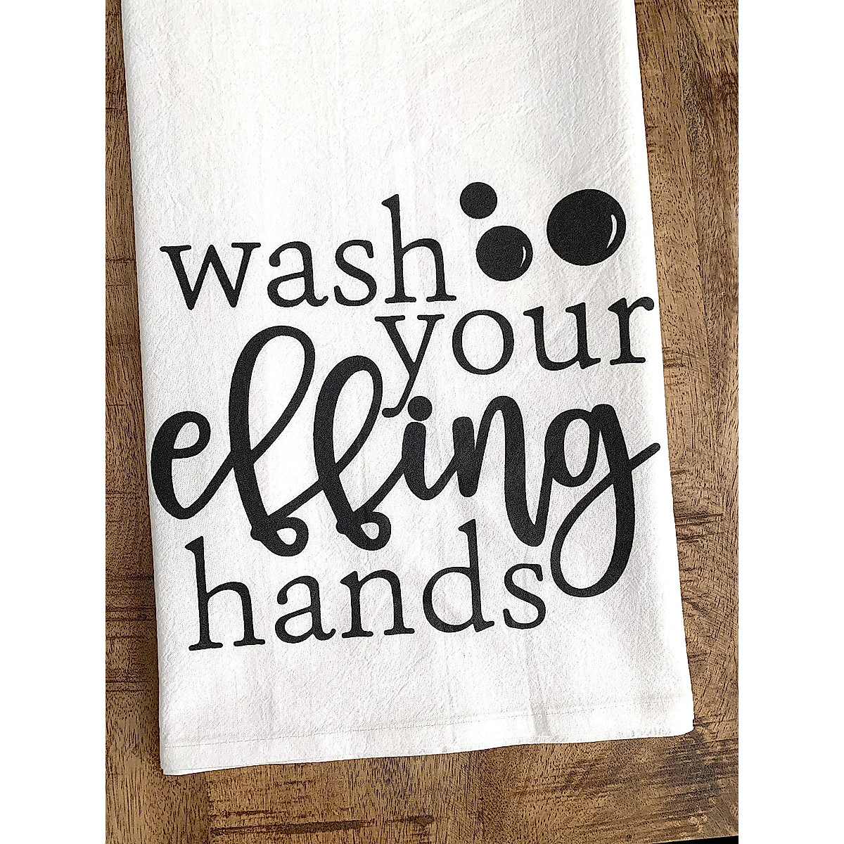 Handmade Funny Bathroom Towel - 100% Cotton Funny Flour Sack Wash Your Hands Towel for Bath - 28x28 Inch Hostess Housewarming Christmas Mother’s Day Birthday Gift (Wash Your Effing Hands)
