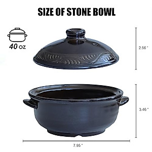 ElinCube Traditional Korean Stone Bowl with Lid (Dolsot), Sizzling Hot Pot for Bibimbap and variety Soup - Premium Ceramic Cookware