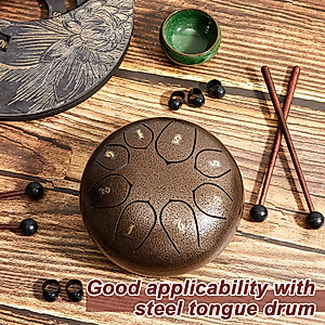 4 Pcs Steel Tongue Drum Mallets 8 Inch Glockenspiel Sticks Drum Stick Mallet and 8 Steel Tongue Drum Finger Sleeves, Silicone Rubber Knocking Finger Picks for Gong Woodblock Drum, Steel Tongue Drum