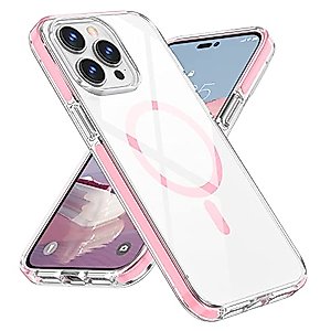 MILPROX Compatible with Magsafe for iPhone 14 Plus Clear Case 2022, Magnetic Crystal Transparent Cover Shockproof Protective Anti-Yellow Heavy Duty Bumper Shell for iPhone 14 Plus 6.7" - Pink