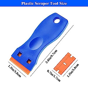 REEVAA Plastic Razor Blade Scraper Tool Plastic Scraper With 20PCS Double Edged Plastic Razor Blades For Car Wrapping Plastic Blade Scraper, Label Decal, Window Adhesive Remover Vinyl Wrap Tool 2PCS