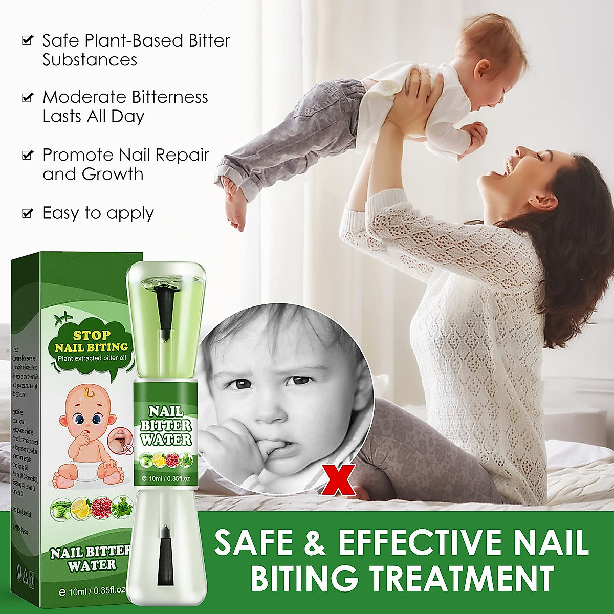 SANQIZ Nail Treatment - Bitter Taste, Safe Natural Plant Extract - 0.35 Fl Oz Drop - Nail-Biting and Thumb-Sucking Deterrent