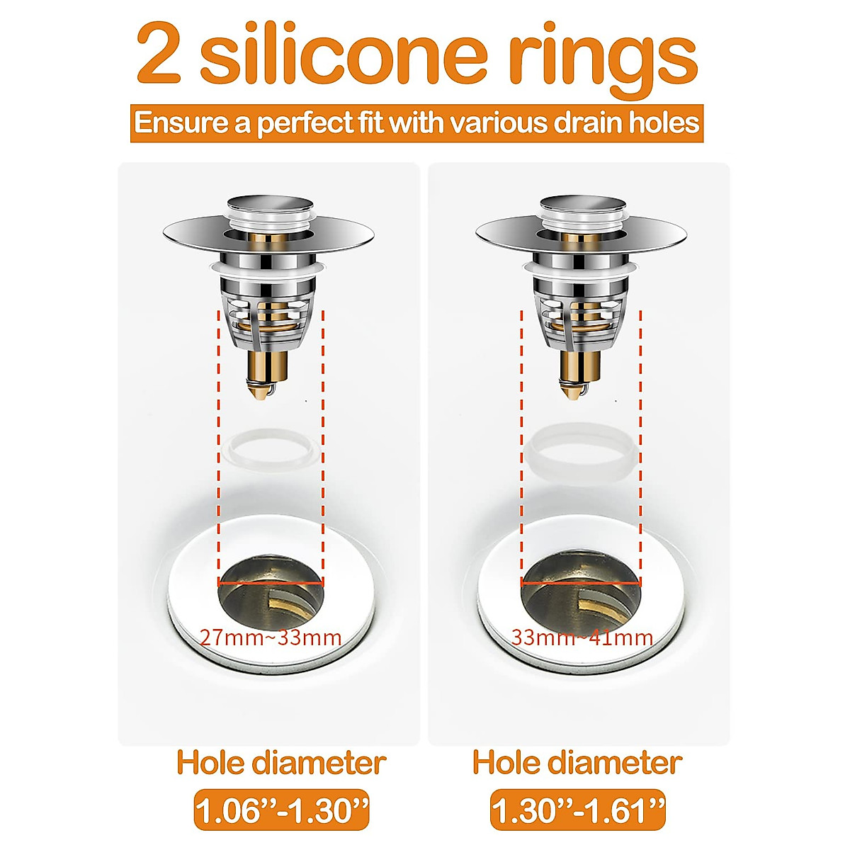 Bathroom Sink Stopper,Hair Drain Catcher,Basin Pop Up Metal Universal Bathroom Strainer Converter,Wash Basin Bounce Drain Stopper Filter,for 1.06"~1.61",Sink Drain Cover,Drain Plug,Sink Plug(1 PCS)