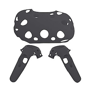 Meijunter VR Protective Silicone Case for HTC Vive Controller/Headset - Soft-Touch Handle Cover Accessories (Black)