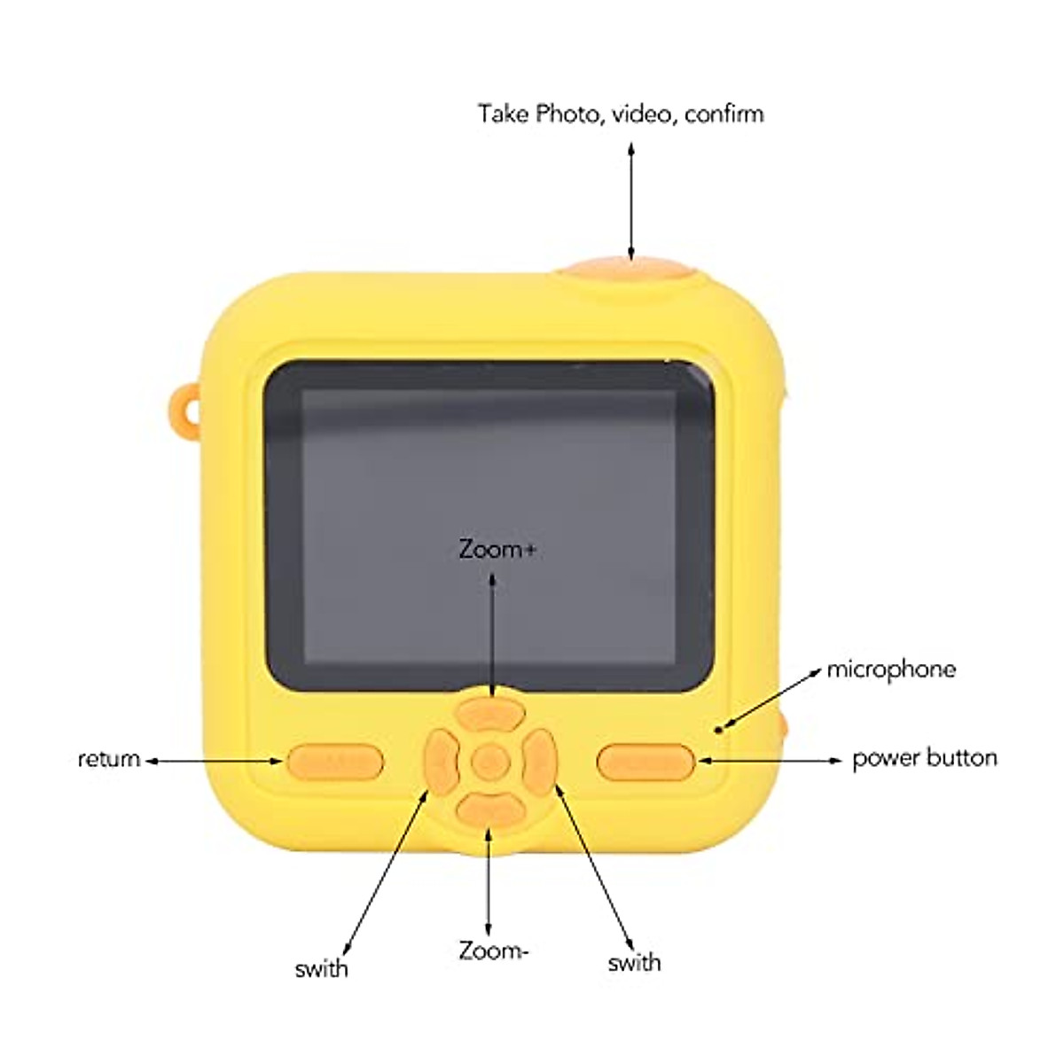 Mothinessto Kid Camera Digital, Kids Camera 32GB Memory Card Yellow Tiger for Christmas for Home for Outdoor
