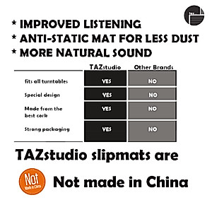 TazStudio Cork Turntable Mat for Better Sound Support on Vinyl LP Record Player - Original Geometric Design- Storm Art [3mm Thickness]-m2