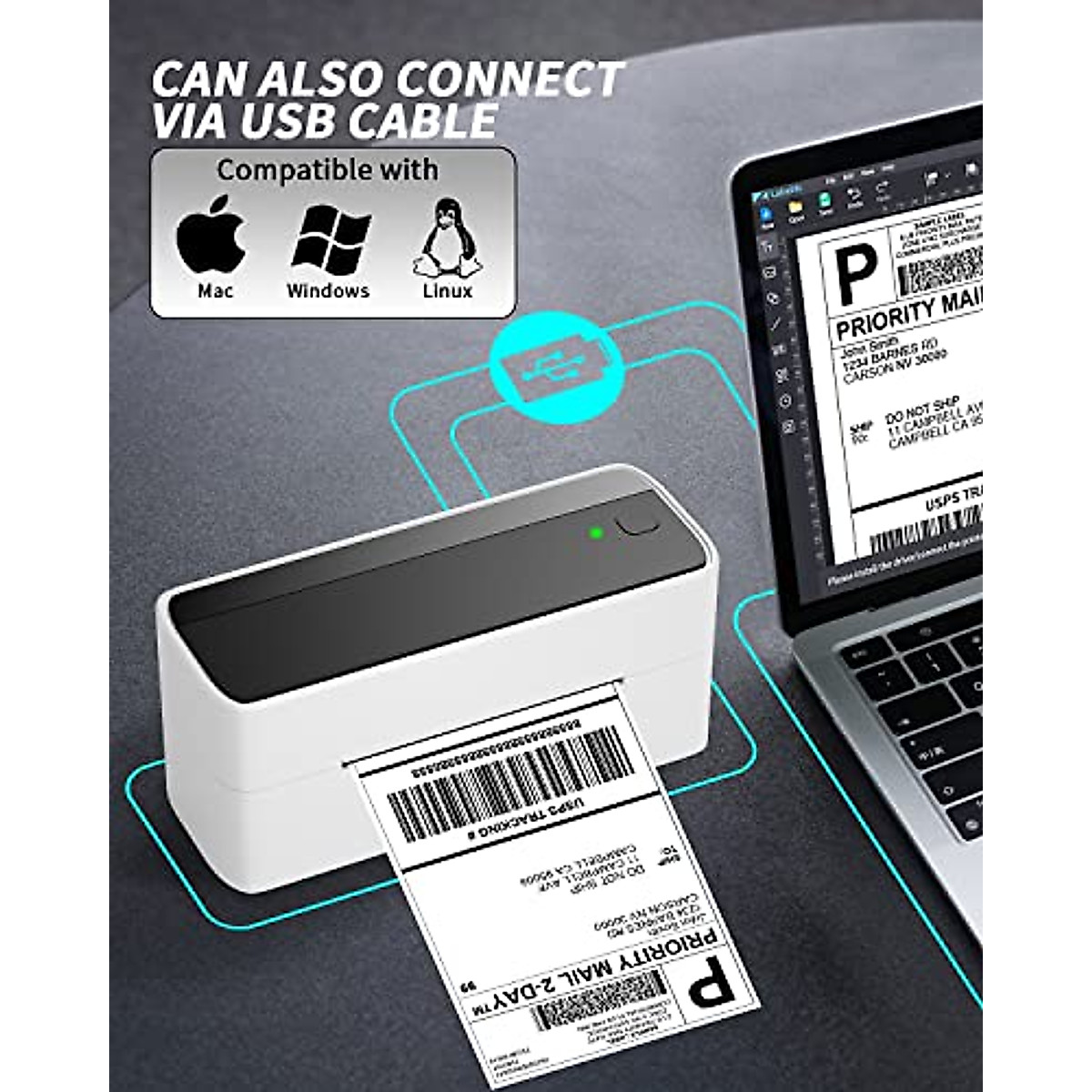 Phomemo Bluetooth Label Printer for Small Business with Thermal Direct Shipping Label (Pack of 500 4x6 Labels)