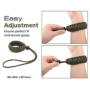 MoKo Universal Paracord Camera Wrist Strap Lanyard - [2 Pack] Nylon Braided Adjustable Camera Hand Grip Strap for Nikon/Canon/Sony/Minolta/Panasonic All DSLR/Digital Cameras, Black/Army Green