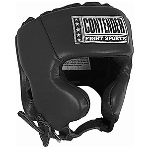 Contender Fight Sports Competition Boxing Headgear with Cheeks Black, Large