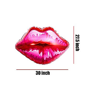 HORUIUS Red Lips Balloons Red Kiss Lips Balloons Shaped Aluminum Foil Mylar Balloons for Birthday Bridal Shower Valentine's Day Wedding Party Marriage Engagement Decorations 30 X 27.5 Inch 5PCS