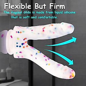 Realistic Double-Ended Dildo G-Spot Stimulation - 7 Inch Silicone Flexible Dildo with Flared Suction Cup for Hands-Free Play, with Curved Shaft for Vaginal Anal Orgasmic Adult Sex Toys for Women Men