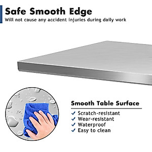 WATERJOY 48" x 30" Stainless Steel Table with Adjustable Shelf for Prep & Workstations Commercial Heavy Duty worktables