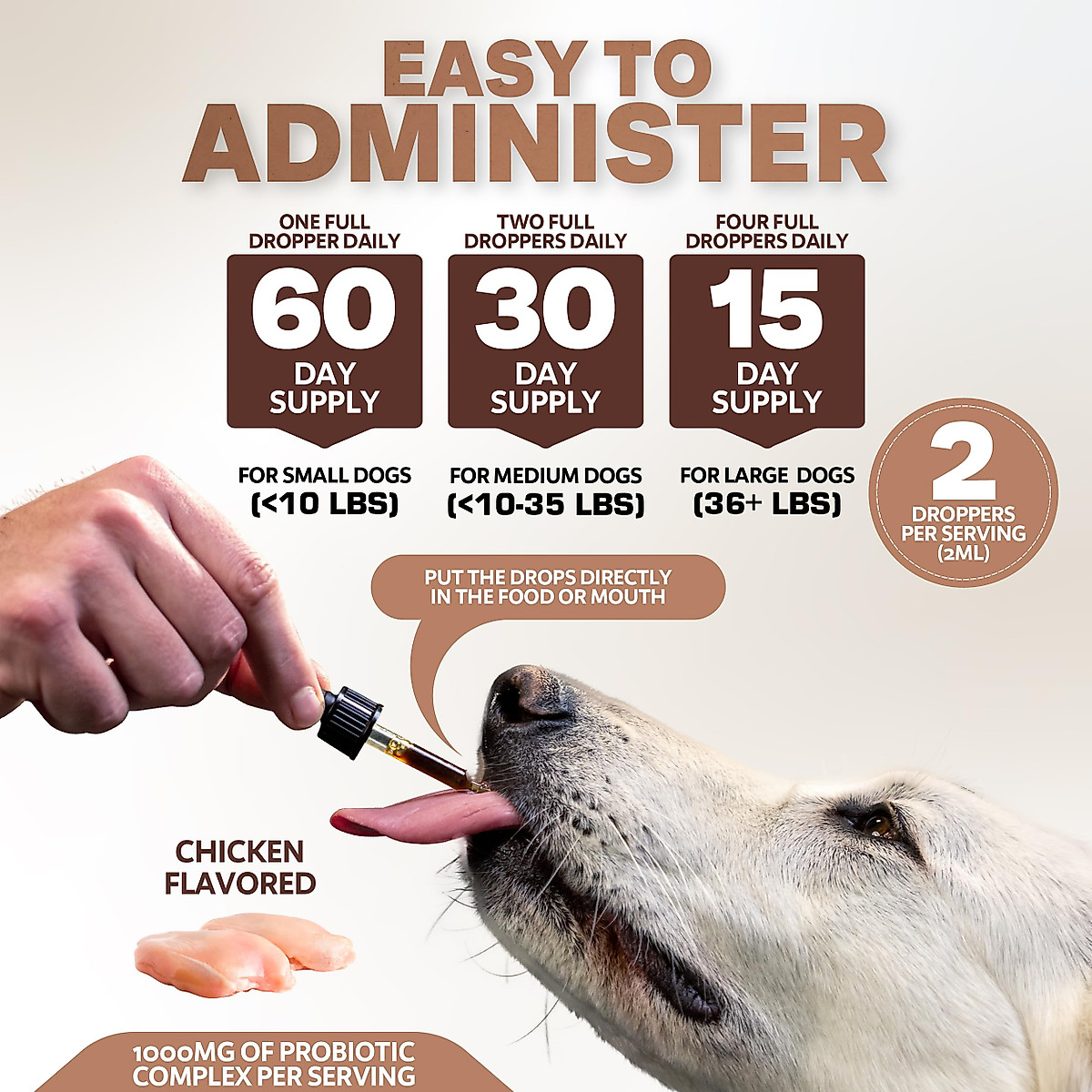 Furrever Gut Health Probiotics for Dogs - Promotes Digestive Health to Sooth and Protect - Supports Occasional Diarrhea, Healthy Skin, Bowel Support, Allergies, Itching, & Gas - Chicken Flavor, 2oz