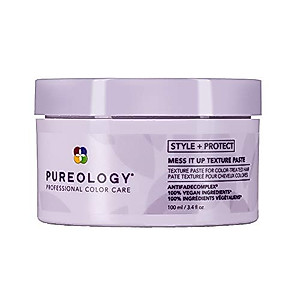 Pureology Style + Protect Mess It Up Texture Paste | For Color-Treated Hair | Medium Hold Texture & Shine | Sulfate-Free | Vegan | Updated Packaging | 3.4 Fl. Oz. |