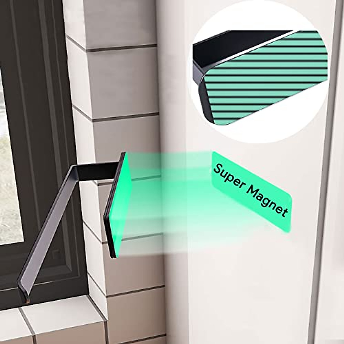 Magnetic Paper Towel Holder Black, Kitchen Towel Holder for Refrigerator Microwave Oven, Camping Paper Towel Rack for Toolbox Grill, Stainless Steel Paper Towel Stand with Strong Magnet, No Drilling