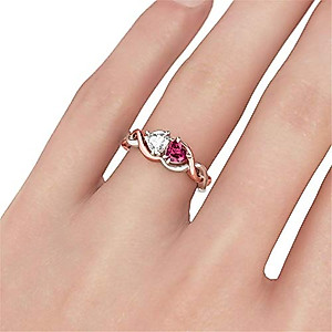 Jeulia 1.5 Carat Twisted Rings for Women 925 Sterling Silver Wedding Rings with Ruby Stone 14K Rose Gold Plated Cubic Zirconia Engagement Rings Anniversary Promise Romantic Jewelry GIft (9)