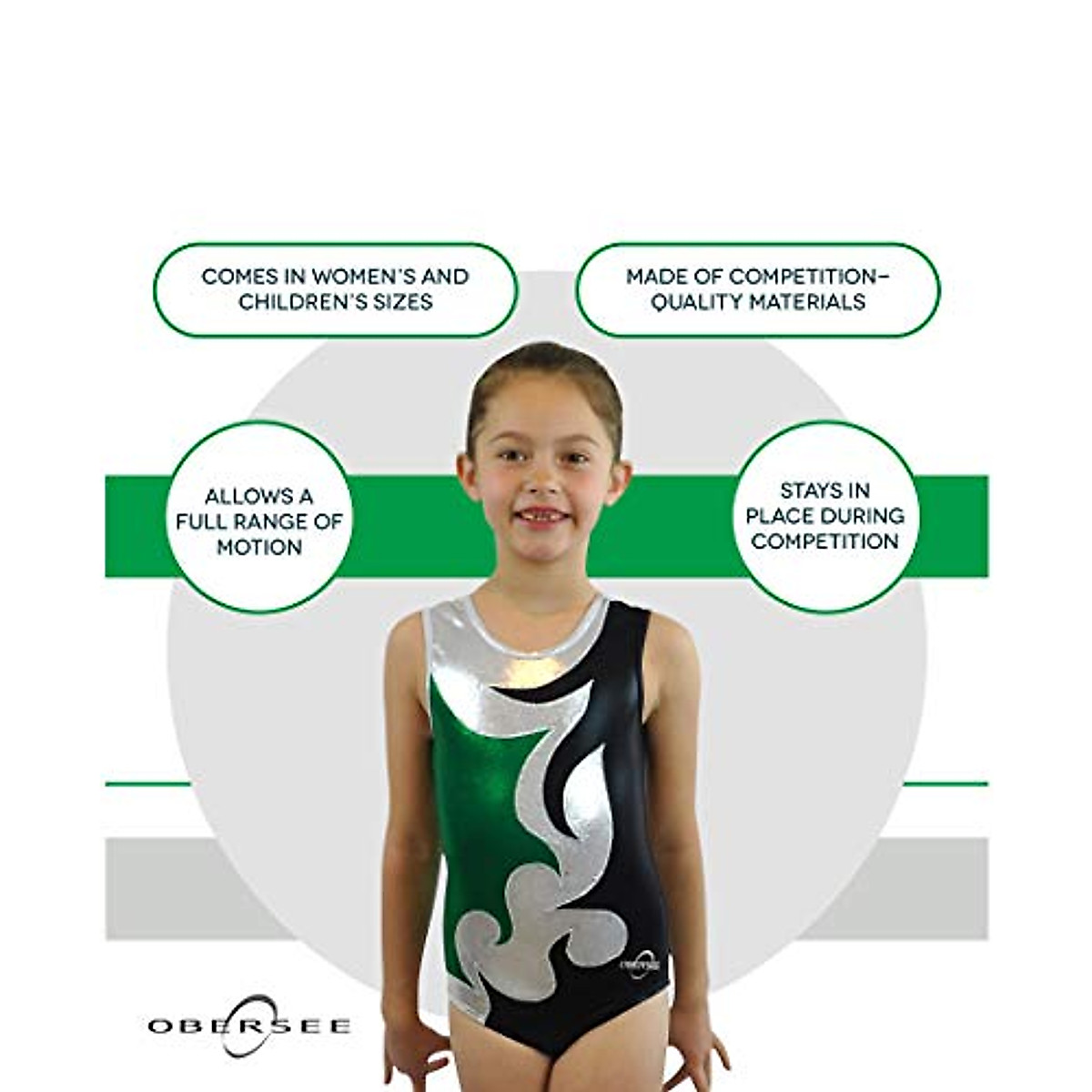 Obersee - O3GL064CL - Girl's Girls Gymnastics Leotard - Mia Green | Child (8-10 Years)