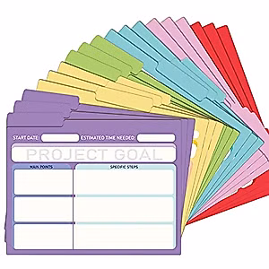EOOUT 18 Pack File Folders Letter Size, Project File Folders with Tabs, 6 Assorted Colors, 11.5x9.5 Inch, 1/3 Cut, for Students, Office Supplies