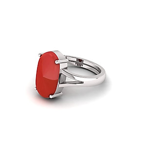 LMDPRAJAPATIS 10.50 Carat Natural Red Coral Moonga Capsul Astrological Purpose adjustable Ring Metal 925 Sterling Pure Silver With Lab Certificate