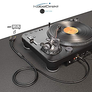 KabelDirekt – RCA/phono Y cable – 6ft short – 1 to 2 RCA/phono, stereo audio cable (coax cable, RCA/phono male/male plugs, analog/digital, adapter for subs/amps/Hi-Fis/home theater/receivers, black)