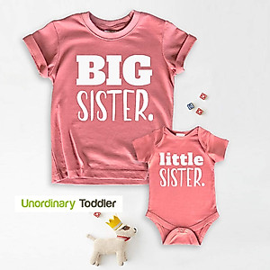 Unordinary Toddler Big Sister Little Sister Matching Outfits Shirt Gifts Girls Newborn Baby Set (Mauve, Kid (3Y) / Baby (1-3M))