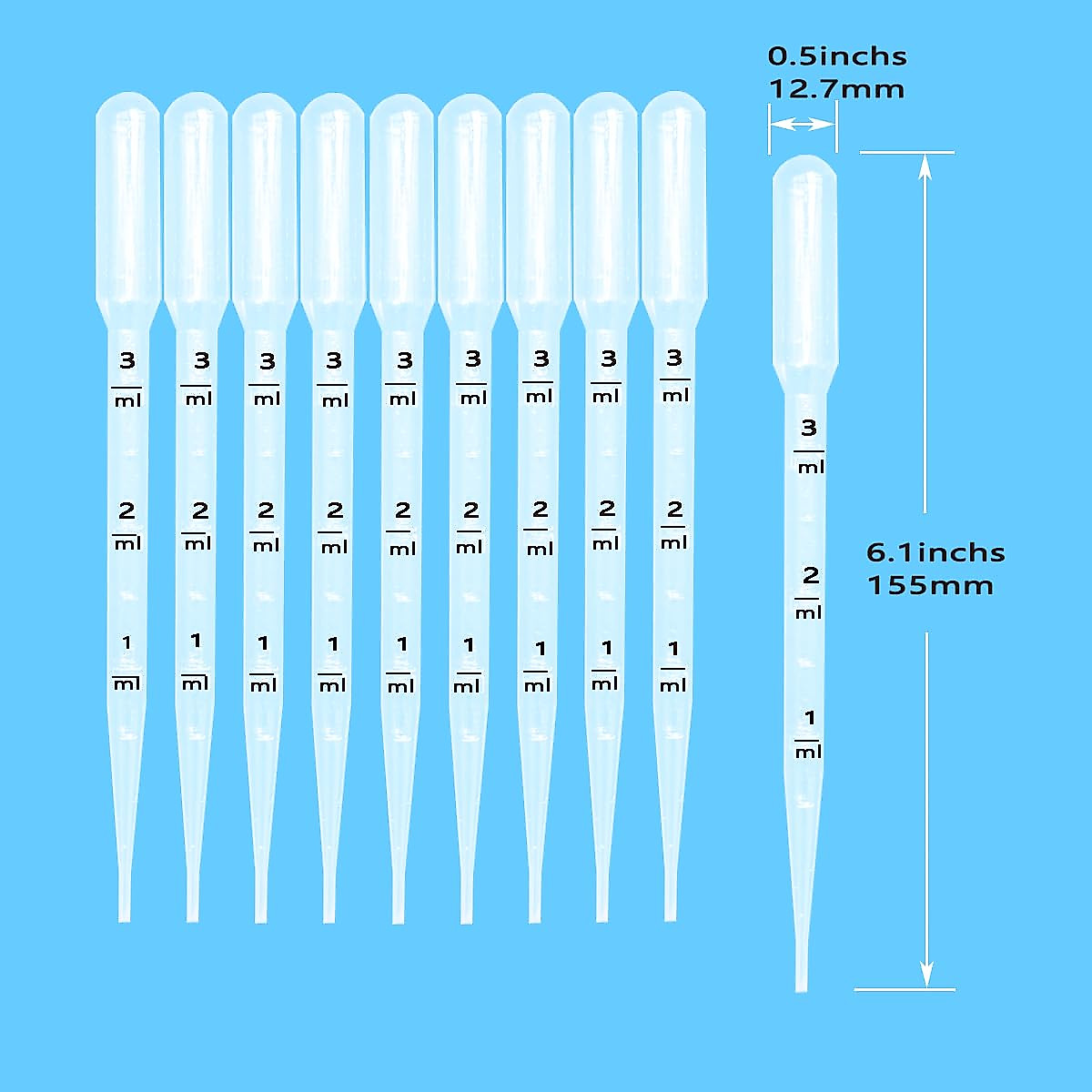 UNCOJOY 200pcs 3ml Disposable Pipette Plastic Transfer Pipette Dropper Used for DIY and Scientific Experiment Essential Oil Blending Disposable Plastic Pipette (200pcs)
