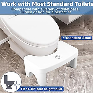 Brippo Squatting Toilet Stool, 7 Inch Height Non-Slip Bathroom Pooping Step Potty Stool, Healthy Stable Plastic Toilet Assistance Step with Comfort