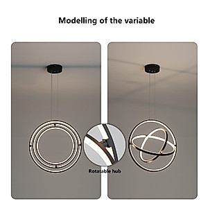 Fang Yan Mei Modern Black LED Chandelier Dimmable LED Pendant Light Kitchen Island Square chandeliers for dining room Contemporary Hanging Light Fixtures for Kitchen,Bedroom,Living Room 3000-6000k