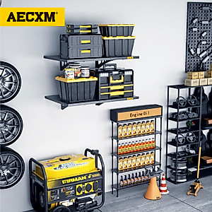 Aecxm 2pack-1.64x4ft Garage Storage Rack - Floating Wall Shelves, Heavy Duty, Sturdy, Wall Mounted (Black)