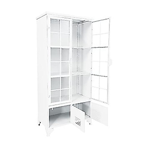 Creative Co-Op Metal Shelves & 4 Doors Cabinets and Shelf Units, White