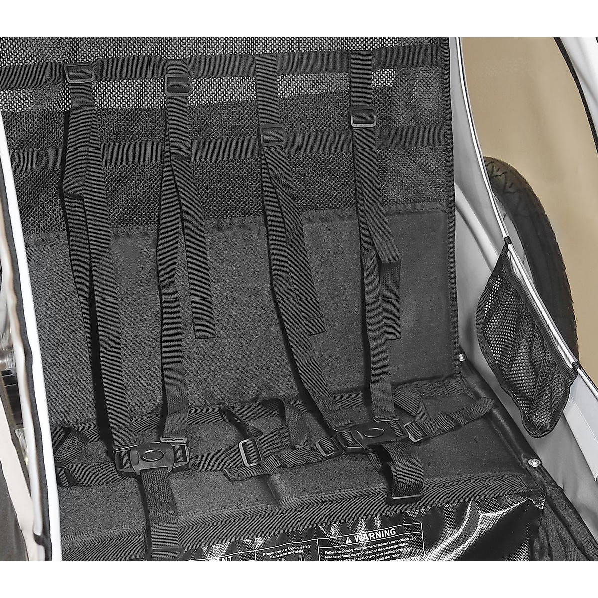 ClevrPlus Deluxe 3-in-1 Double 2 Seat Bicycle Bike Trailer Jogger Stroller for Kids Children | Foldable w/Pivot Front Wheel, Grey