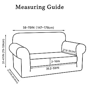 Turquoize Stretch Sofa Slipcover 2 Pieces Sofa Cover Couch Cover for 2 Cushion Couch Washable Furniture Protector Covers with Elastic Bottom Feature Thick Jacquard Fabric (Loveseat, Sand)