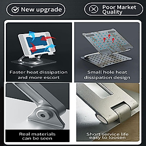 Peymoxra Laptop Stand Aluminum Computer Stand for Desk with 360° Rotating Base Adjustable Height and Angle Ergonomic Designe, Compatible with MacBook, Tablets and All Notebook 7-17" Silver